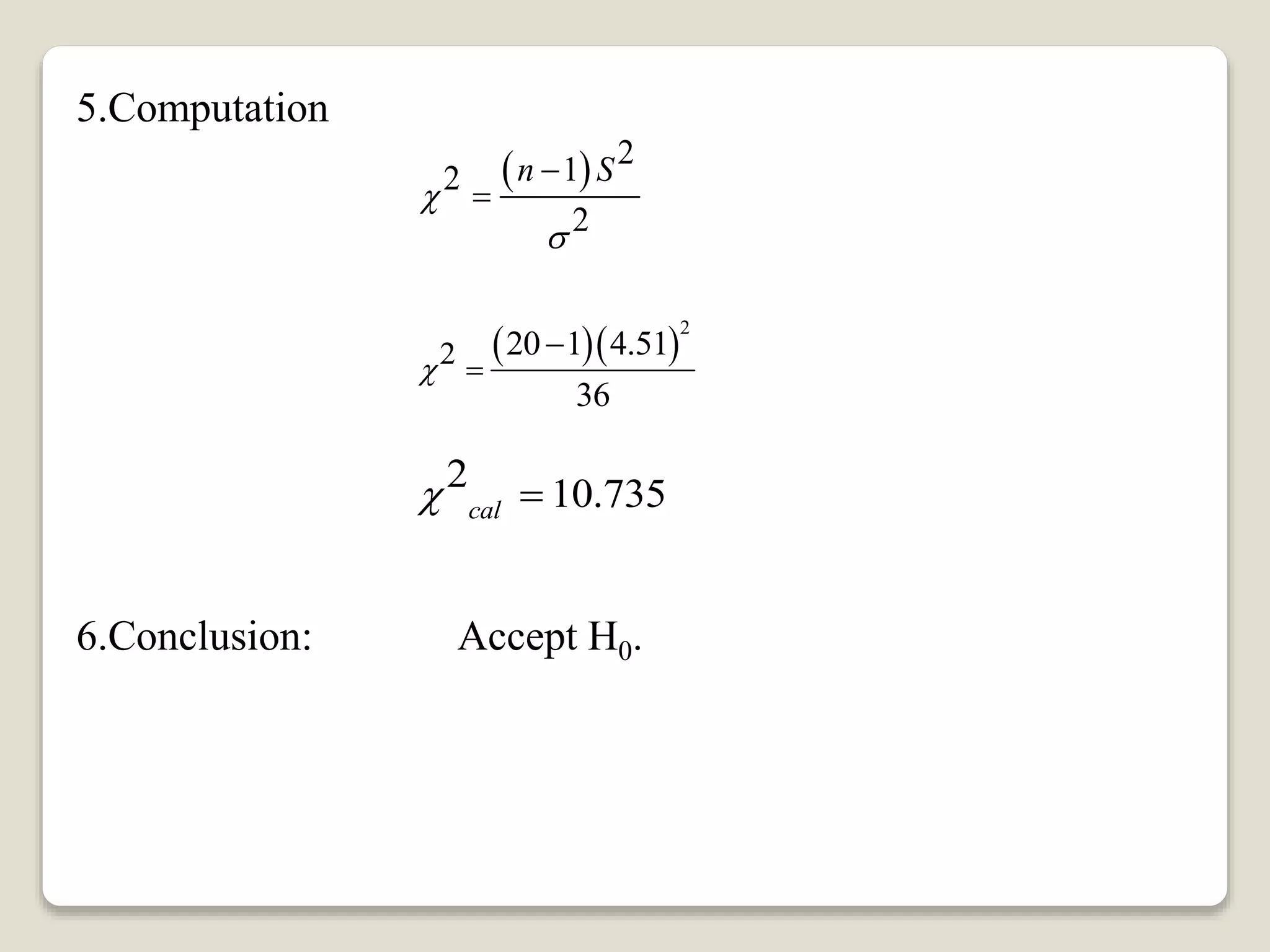 Hypothesis Testing Part Vi Single Variance Pptx Physics Science