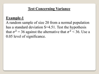 Hypothesis testing part vi single variance | PPTX