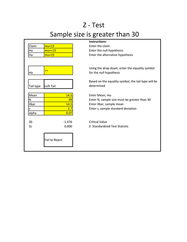Hypothesis Testing Template Pdf