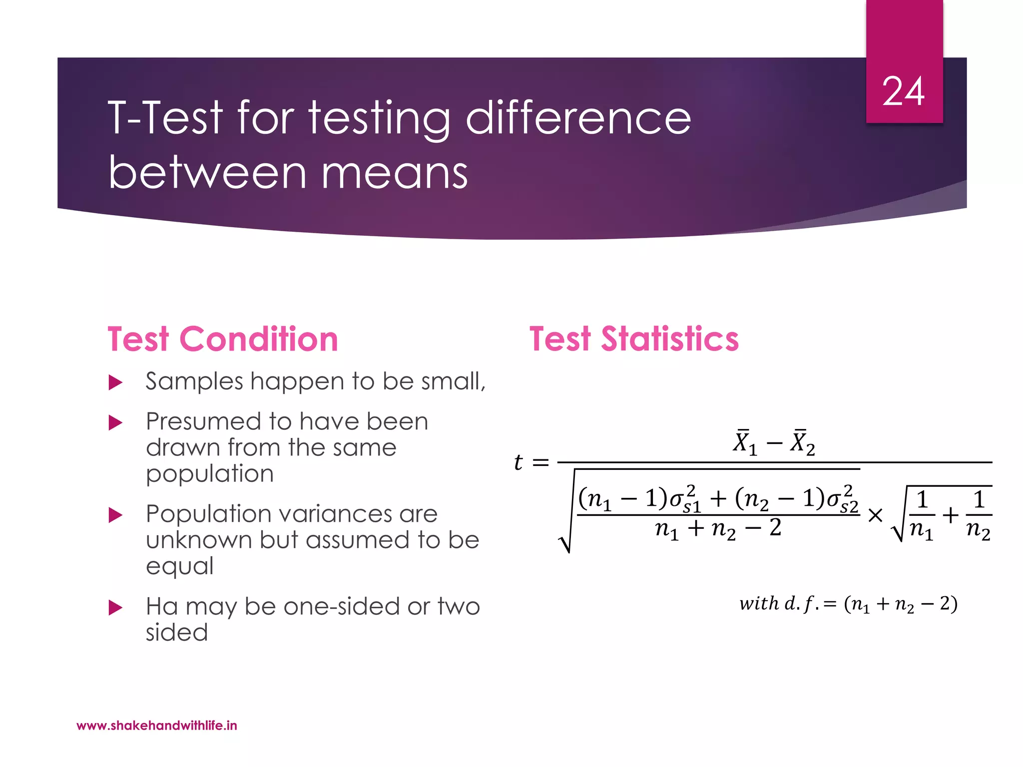 Hypothesis testing; z test, t-test. f-test | PDF