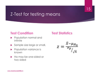 Hypothesis testing; z test, t-test. f-test | PDF