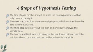 Hypothesis types, formulation, and testing | PPTX