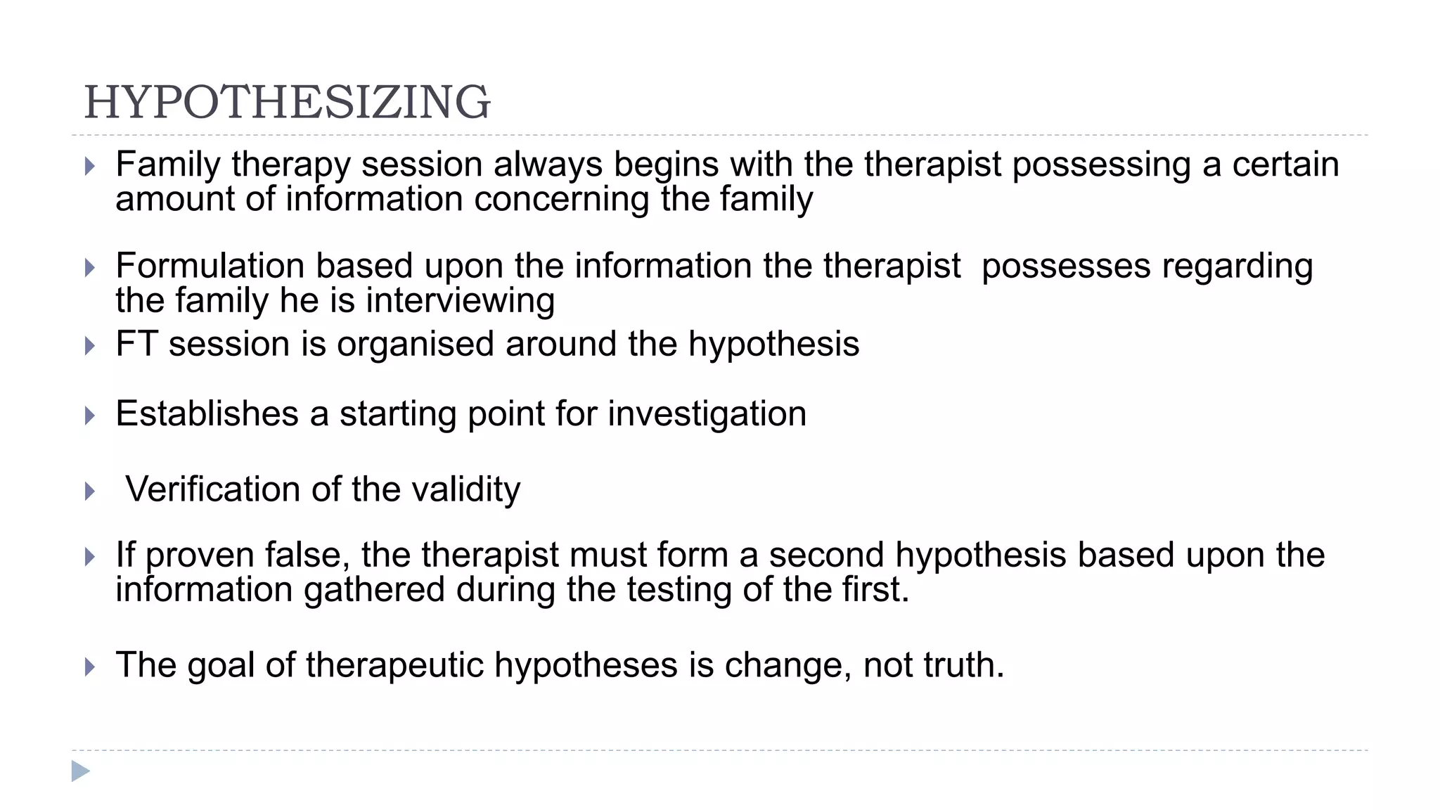 Hypothesization in Family Therapy | PPTX