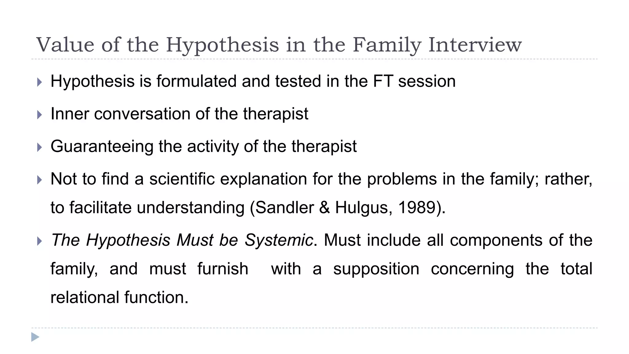 Hypothesization in Family Therapy | PPTX