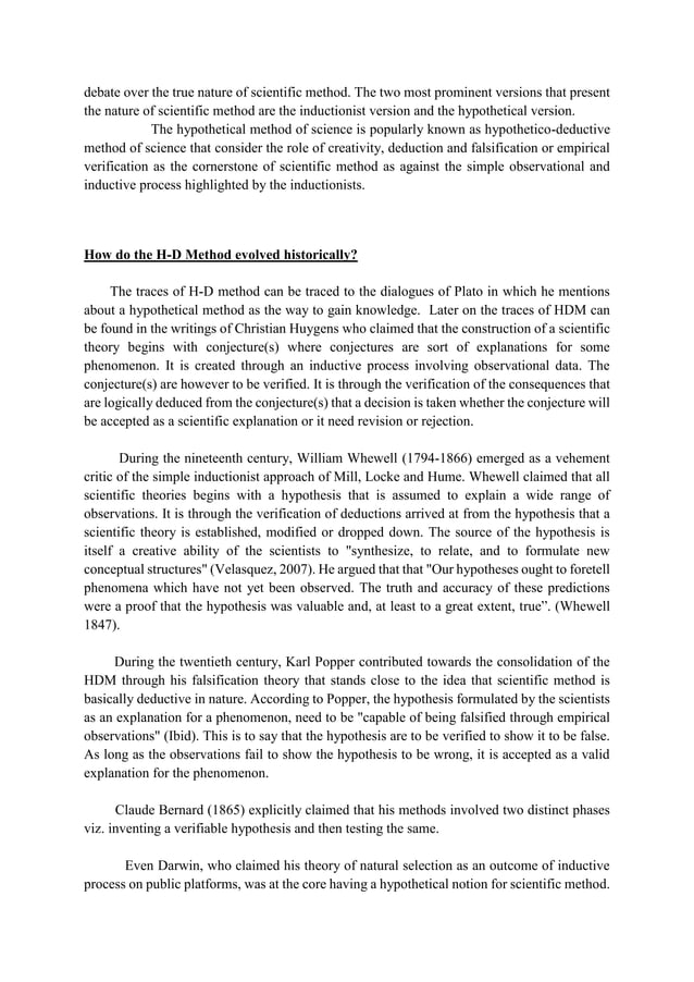 Hypothetico-deductive method in Science