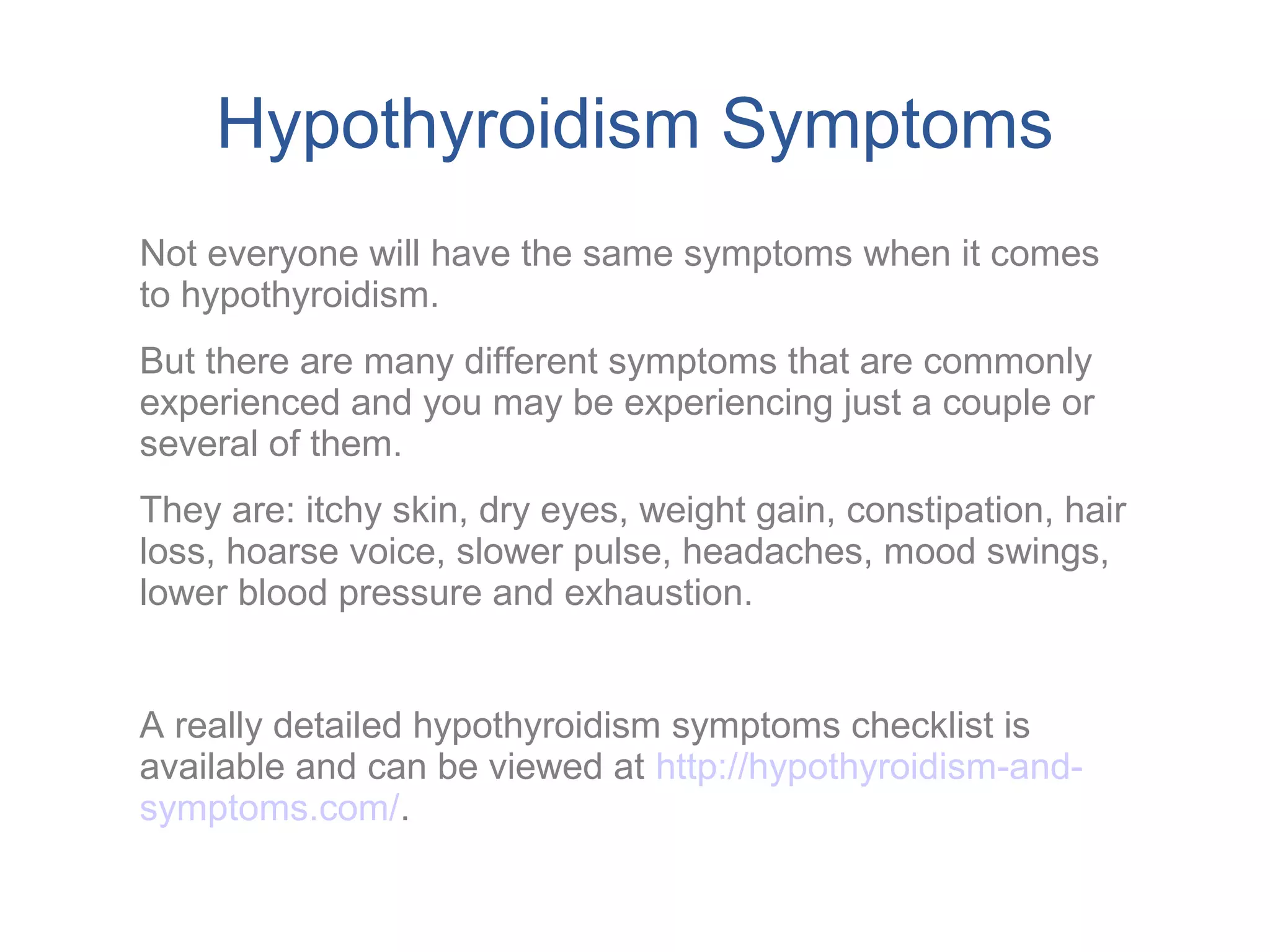 Treatments for Hypothyroidism and Symptoms | PPT