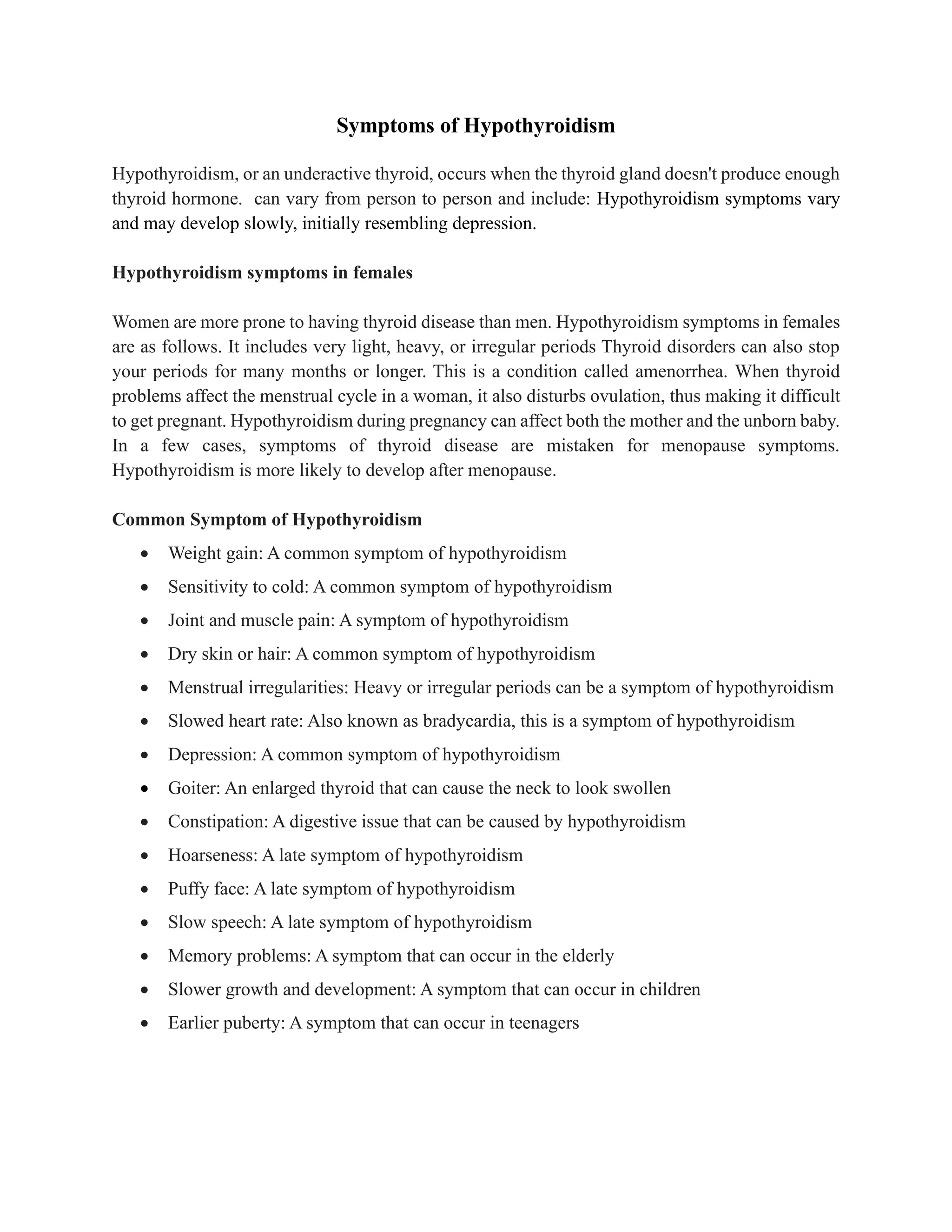 Hypothyroidism, Endocrine System, Thyroid gland | PDF