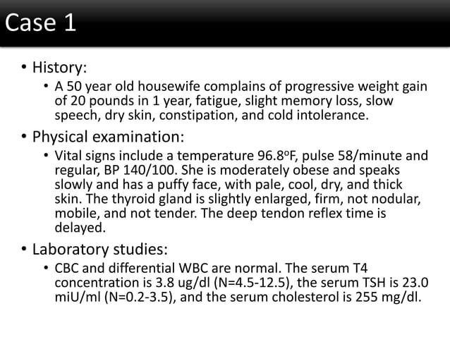 Hypothyroidism case presentation | PPT