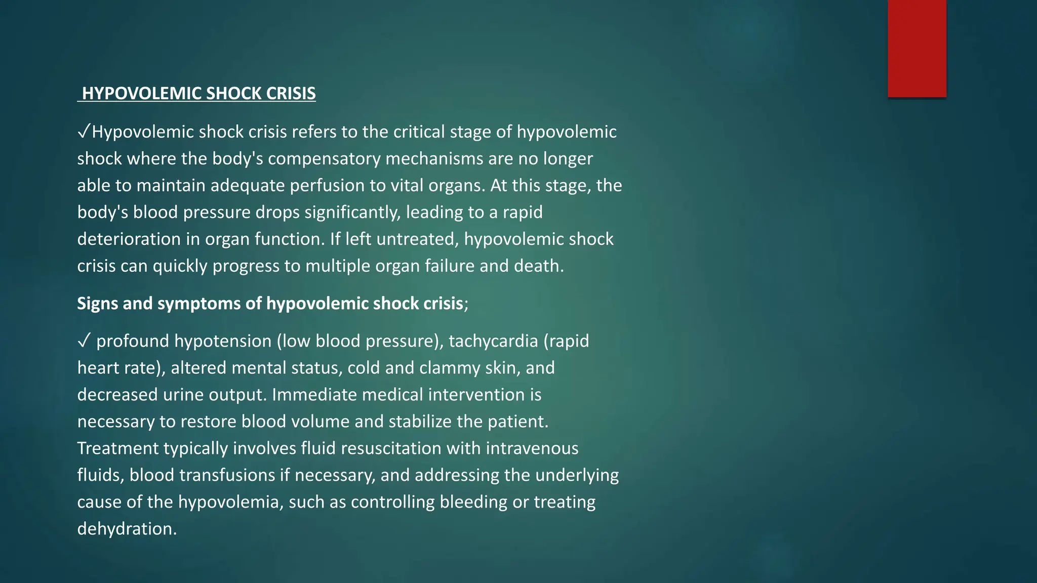 HYPOVOLEMIC SHOCK.management in nursing pptx | PPTX