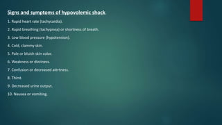 HYPOVOLEMIC SHOCK.management in nursing pptx | PPTX
