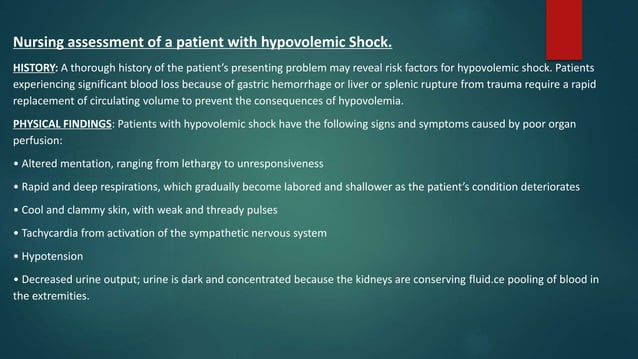 HYPOVOLEMIC SHOCK.management in nursing pptx | PPTX