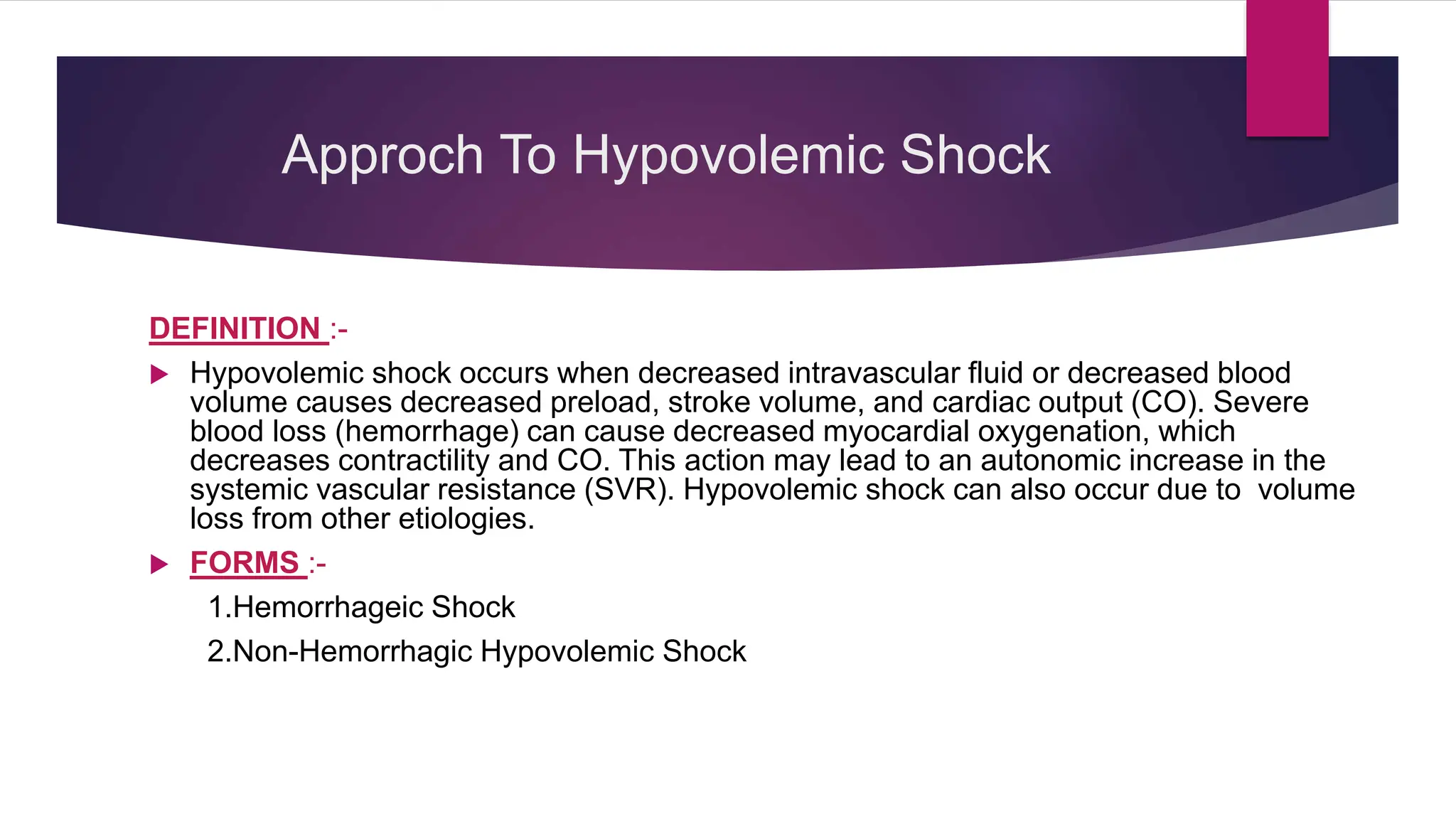 Hypovolemic Shock Dr Pratik Kananipptx