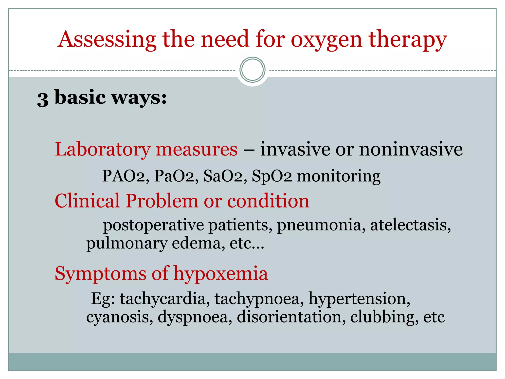 Hypoxia and oxygen therapy | PPTX
