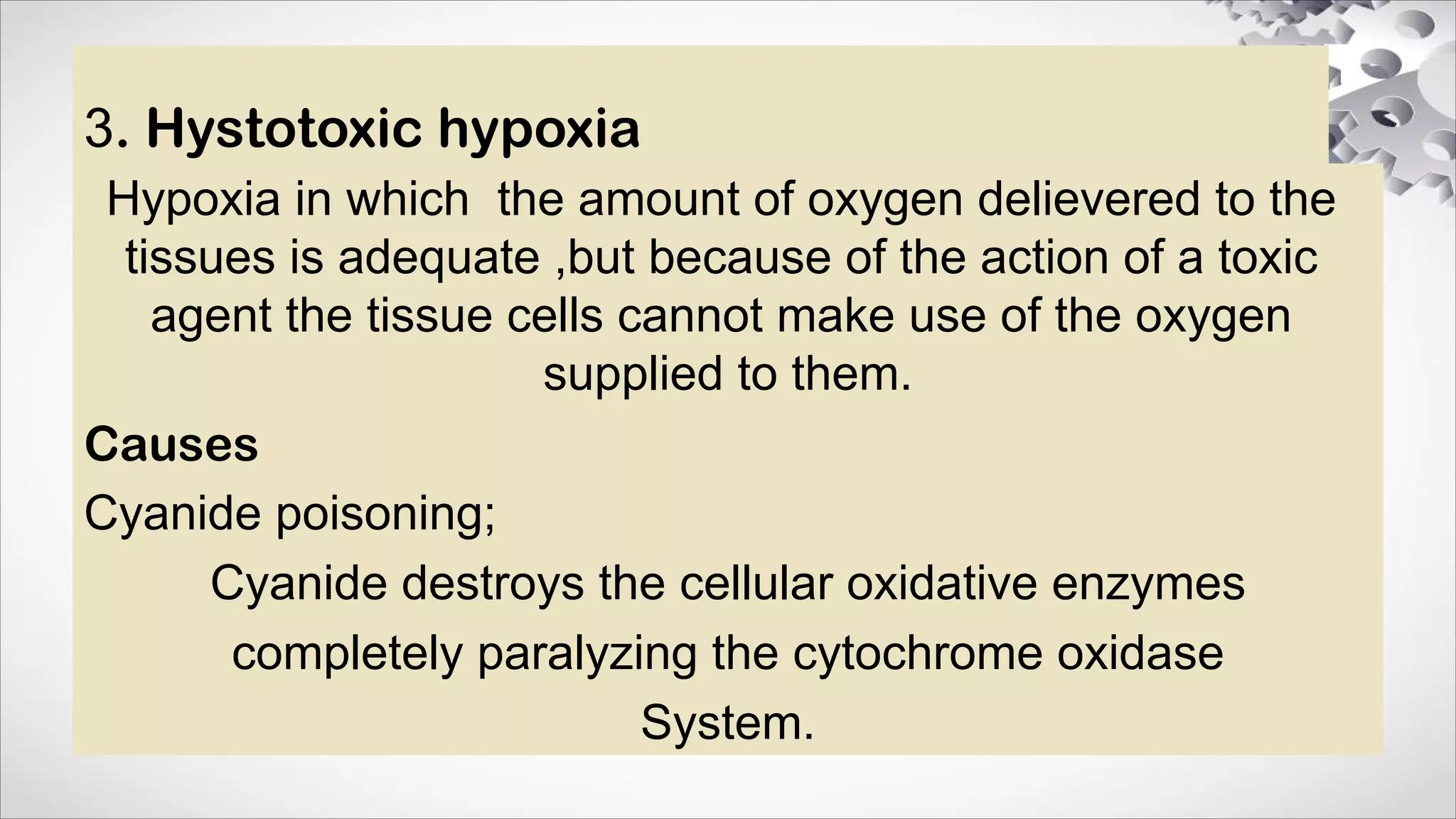 Hypoxia Respiratiory System; causes, classification, symptoms | PDF