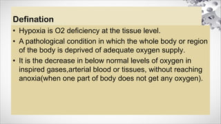 Hypoxia Respiratiory System; causes, classification, symptoms | PDF