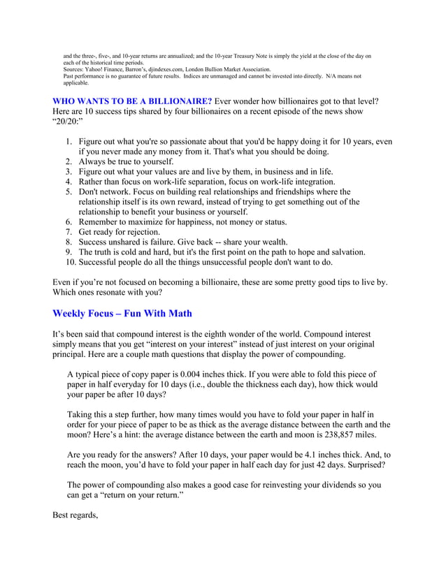 Hyre Weekly Commentary | DOCX | Stocks and Bonds | Personal Investing