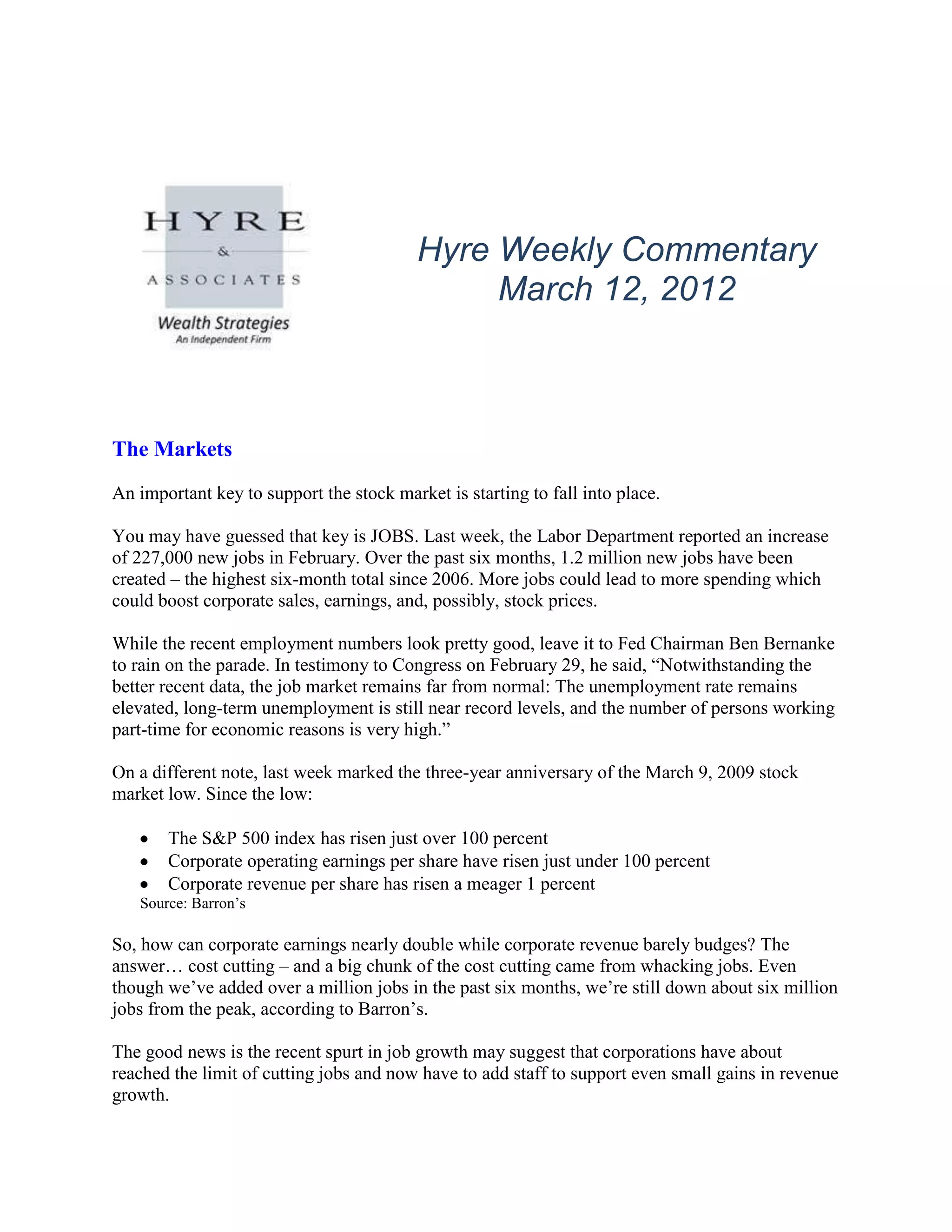 Hyre Weekly Commentary | PDF