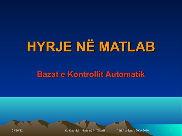 Hyrje ne matlab | PPT