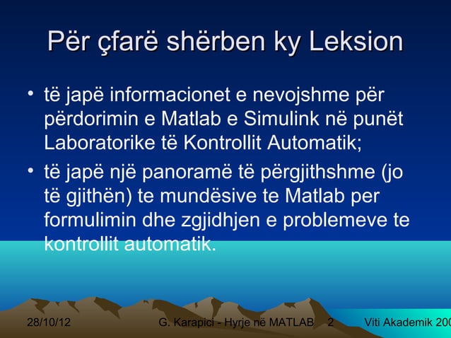 Hyrje ne matlab | PPT