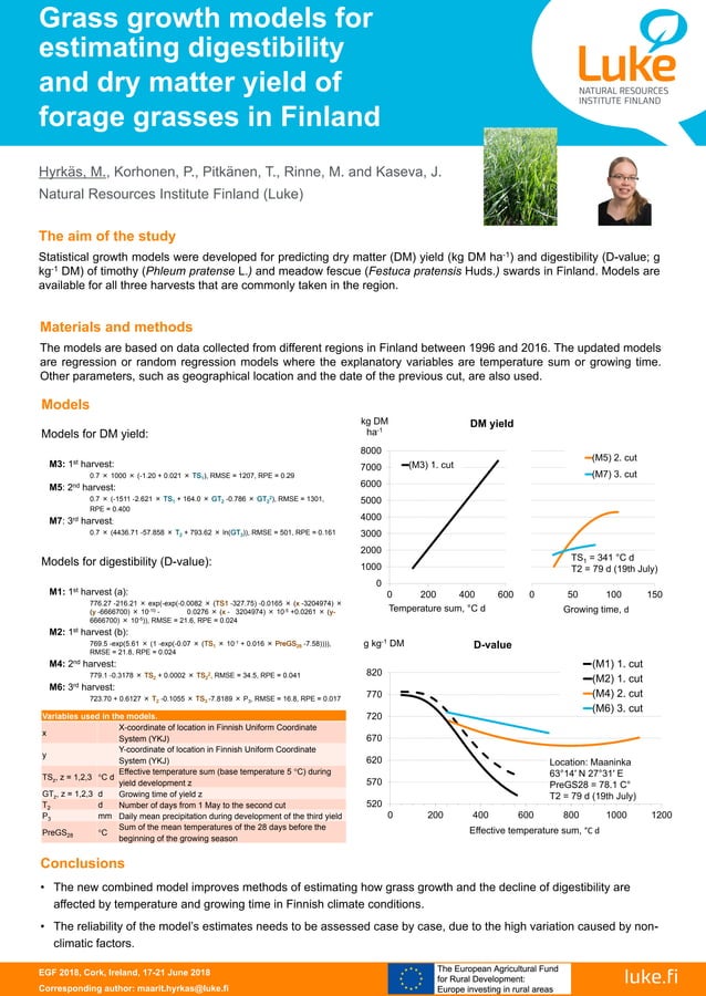 Grass growth models for estimating digestibility and dry matter yield ...