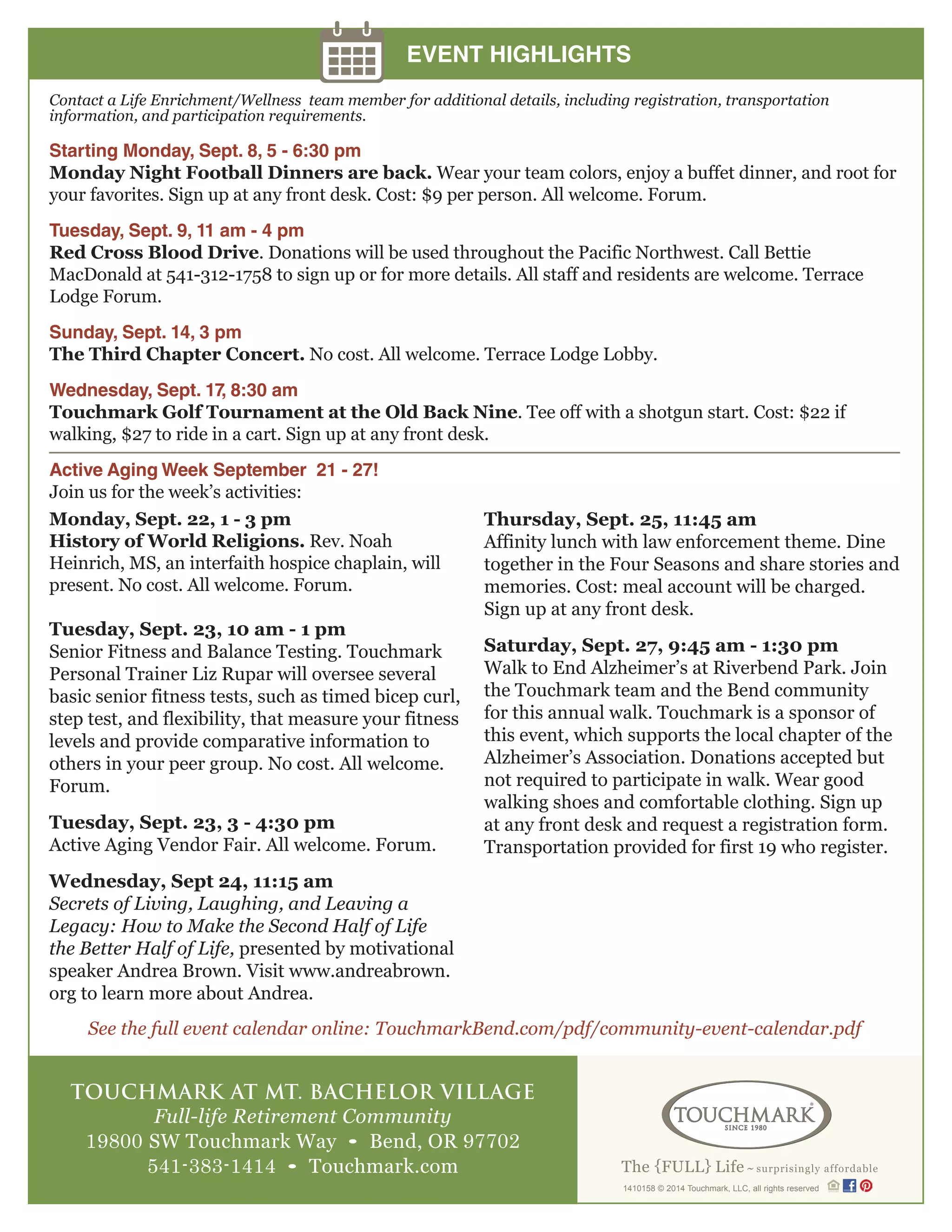 Touchmark at Mt. Bachelor Village - September 2014 Newsletter | PDF