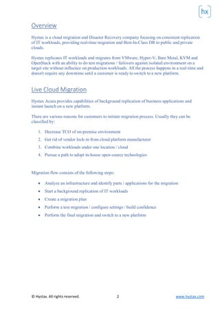 Hystax Acura Live Migration and Disaster Recovery | PDF