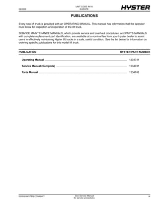 Hyster (a416) j2.50 xm parts catalogue manual | PDF