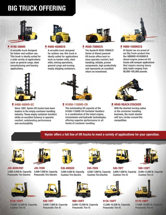 Hyster Big Trucks Brochure | PDF | Rail Travel | Travel Type