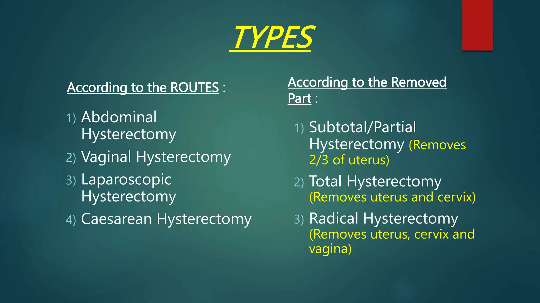 HYSTERECTOMY (Surgery and Post Surgical Physiotherapy management) | PPTX