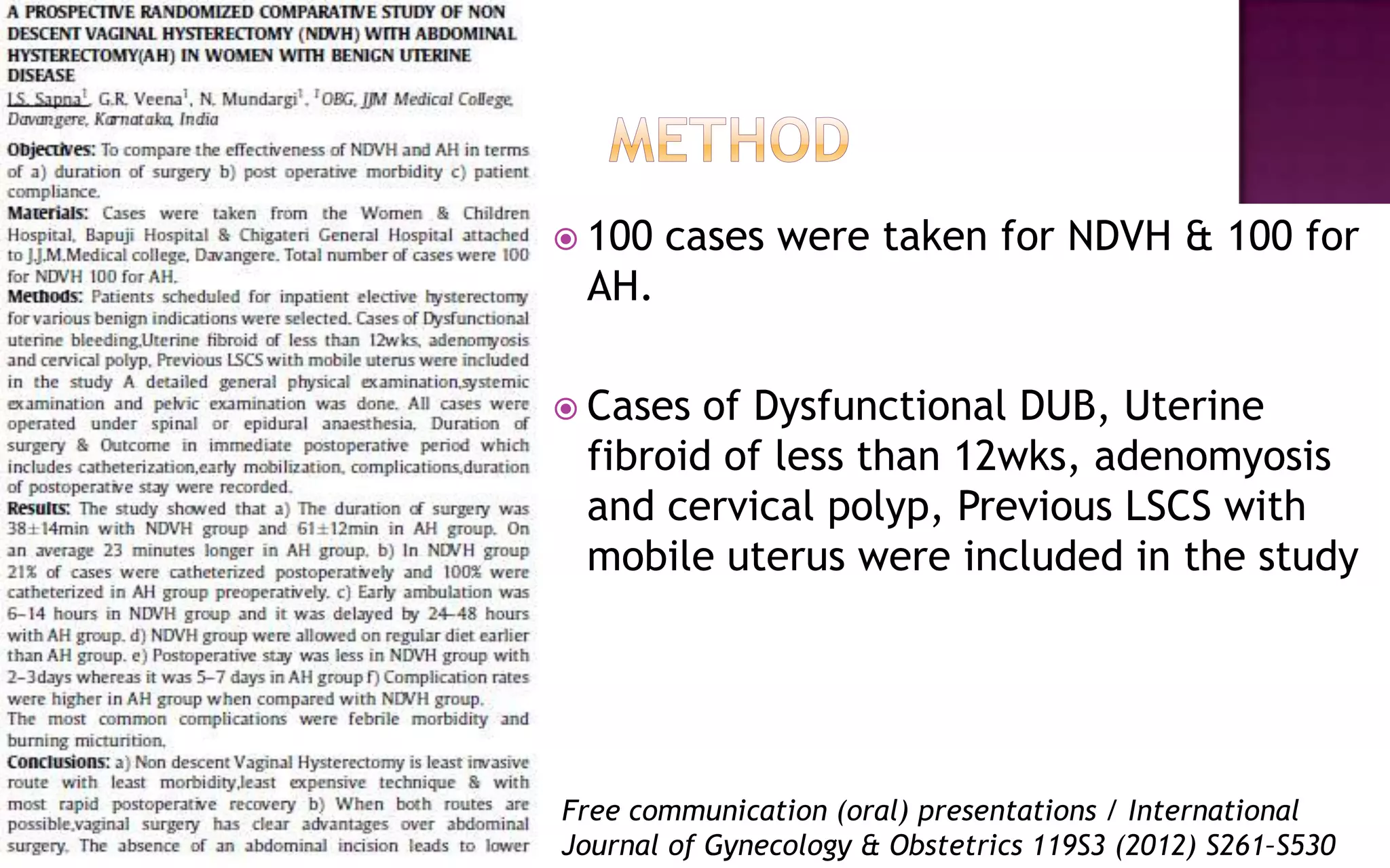 Hysterectomy past present & future | PPTX