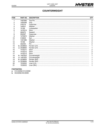 Hyster g007 (h12.00 xm) forklift parts catalogue manual | PDF