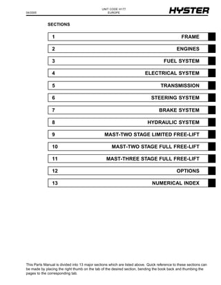 Hyster h177 (h2.50 xm) forklift parts catalogue manual | PDF