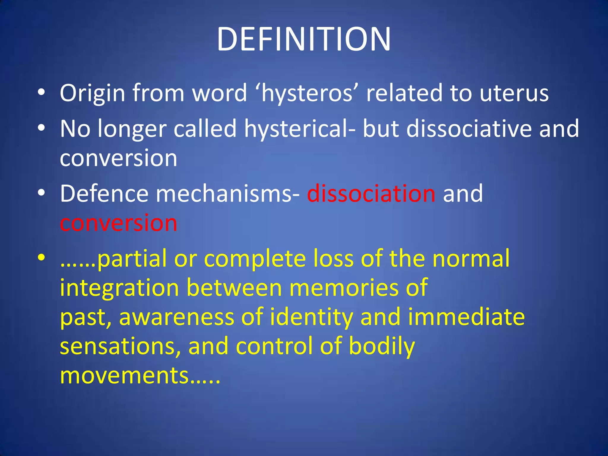 Hysterical disorders | PPTX