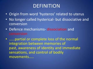 Hysterical disorders | PPTX