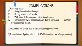 HYSTEROSALPHINGOGRAPHY - Radiology :1st Year Anatomy. | PPTX