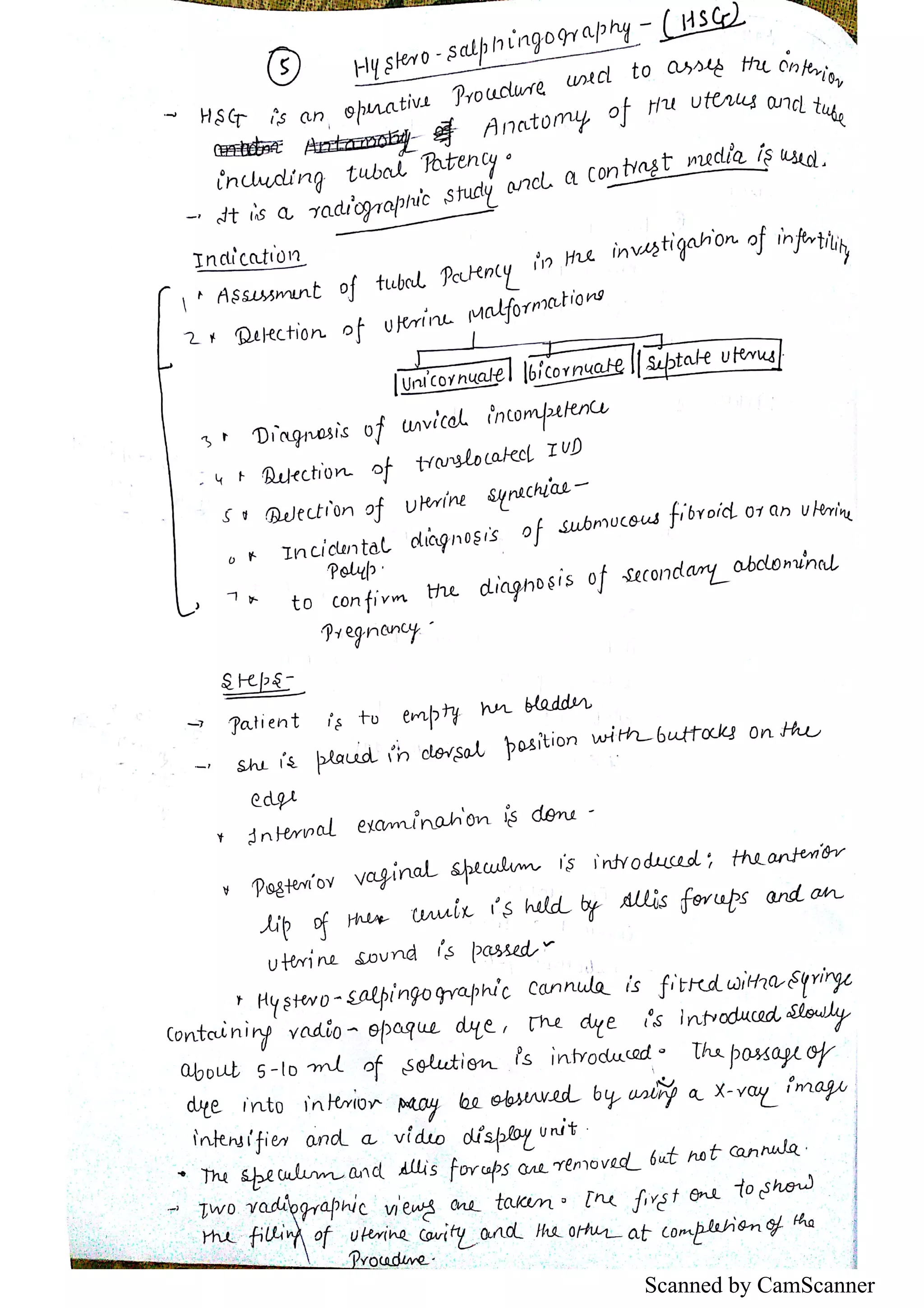 Hystero salphingography(hsg) notes by student of rgesamc ron | PDF ...