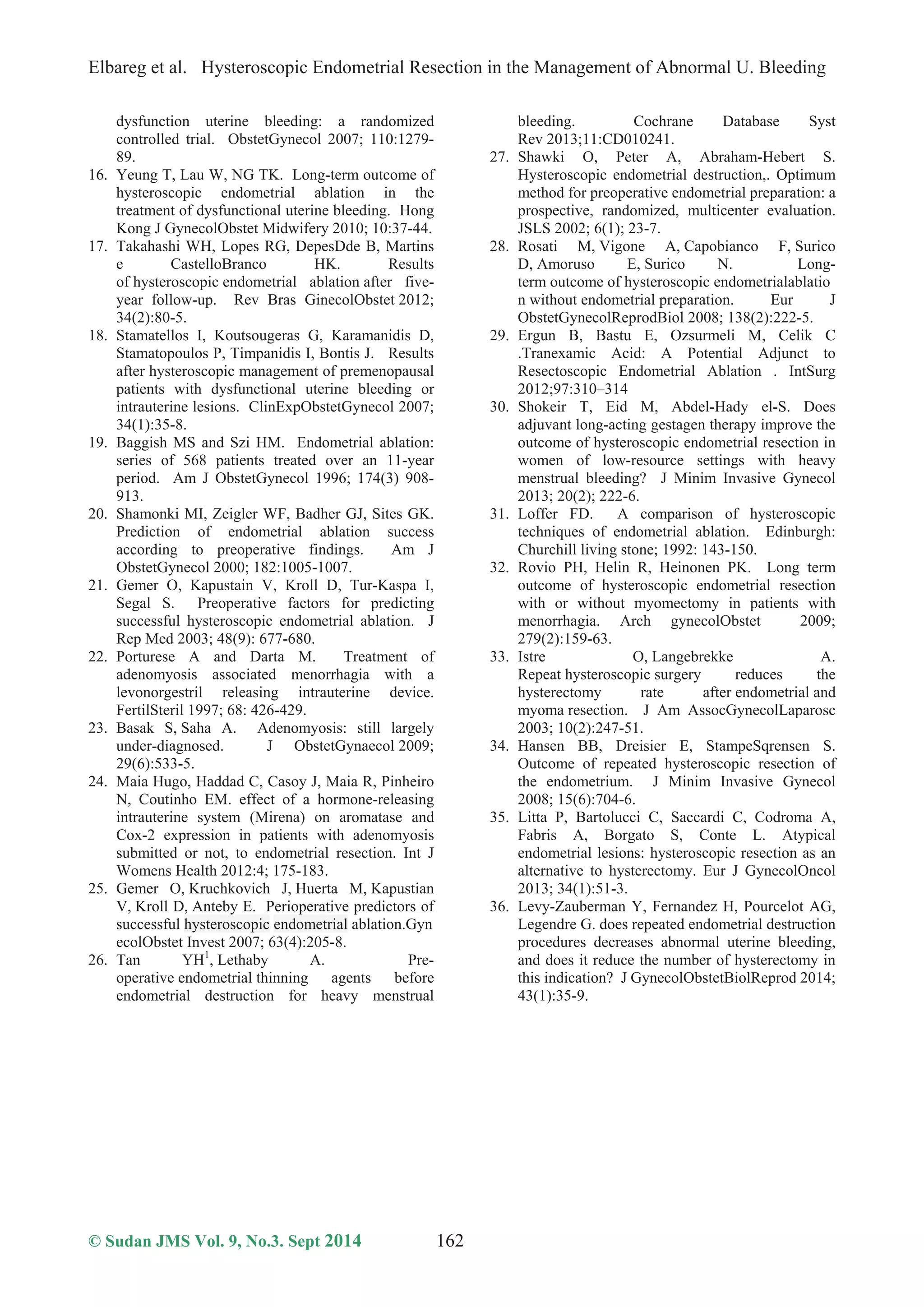 Hysteroscopic endometrial resection in the management of abnormal ...