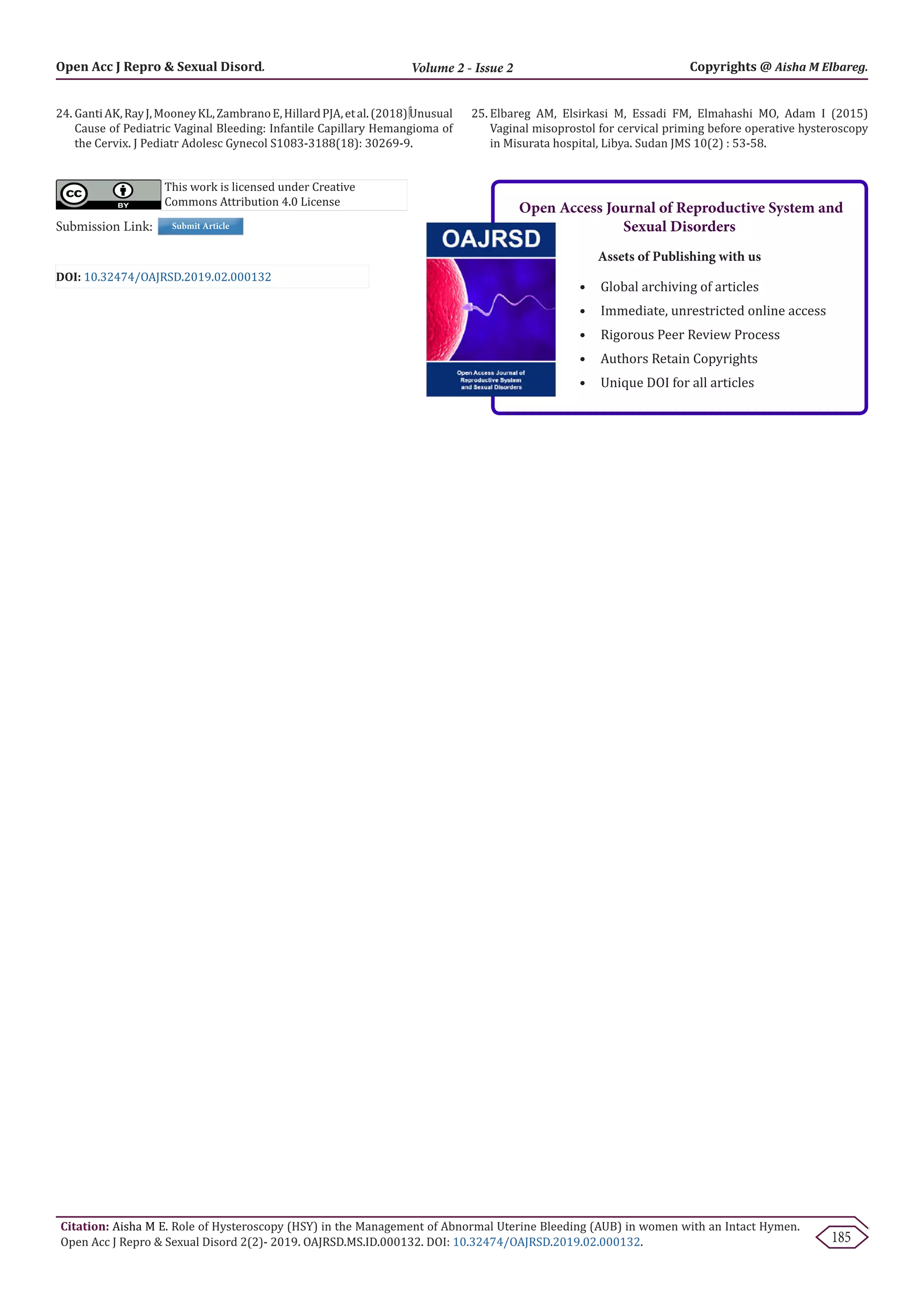 Hysteroscopy in management of AUB in women with intact hymen by ...