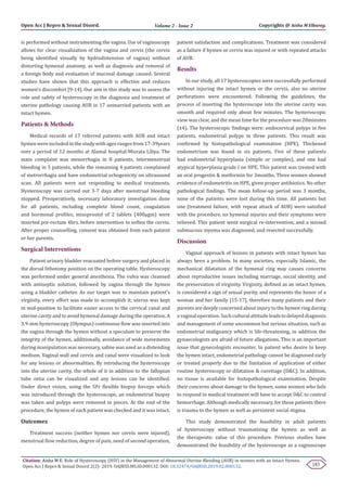 Hysteroscopy in management of AUB in women with intact hymen by ...