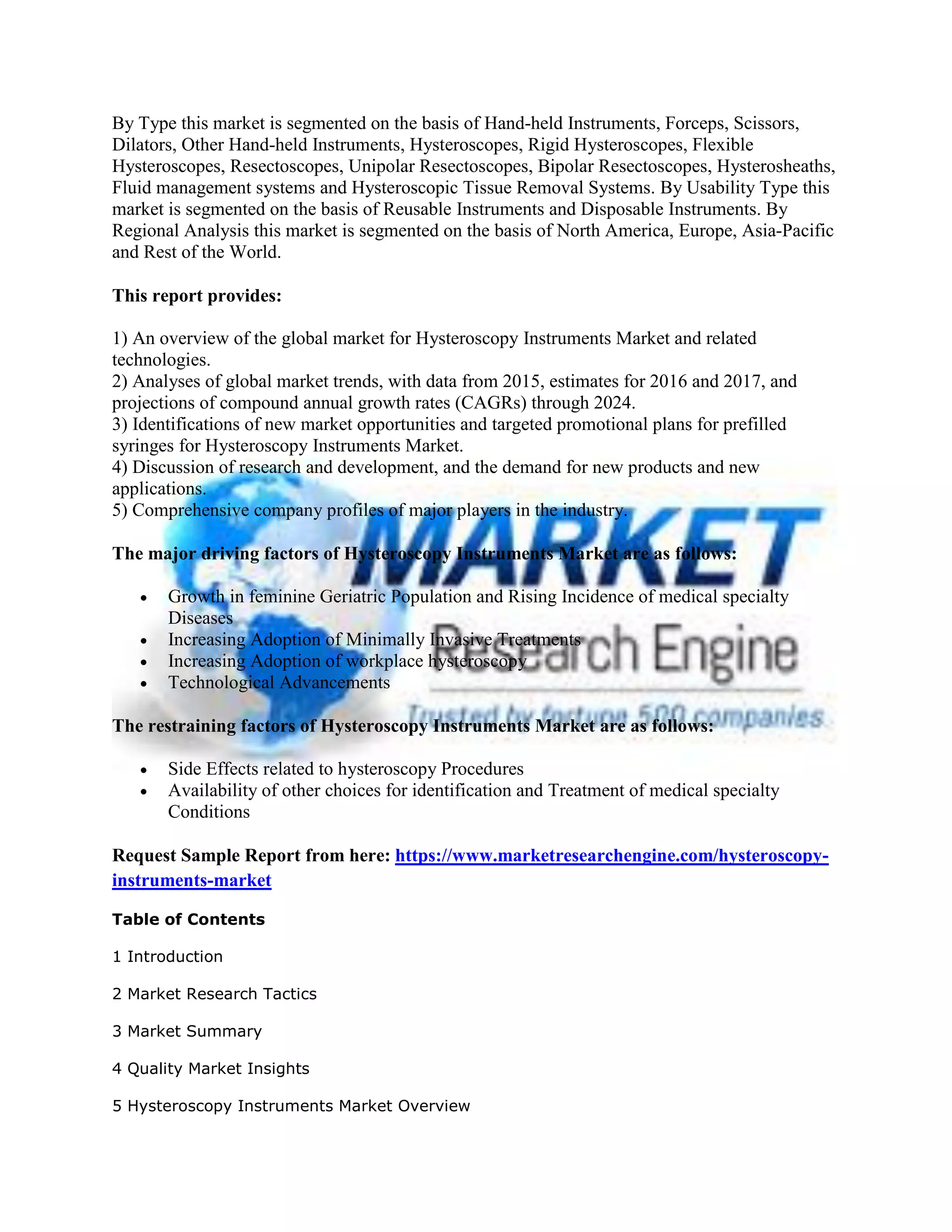 Hysteroscopy instruments market | PDF