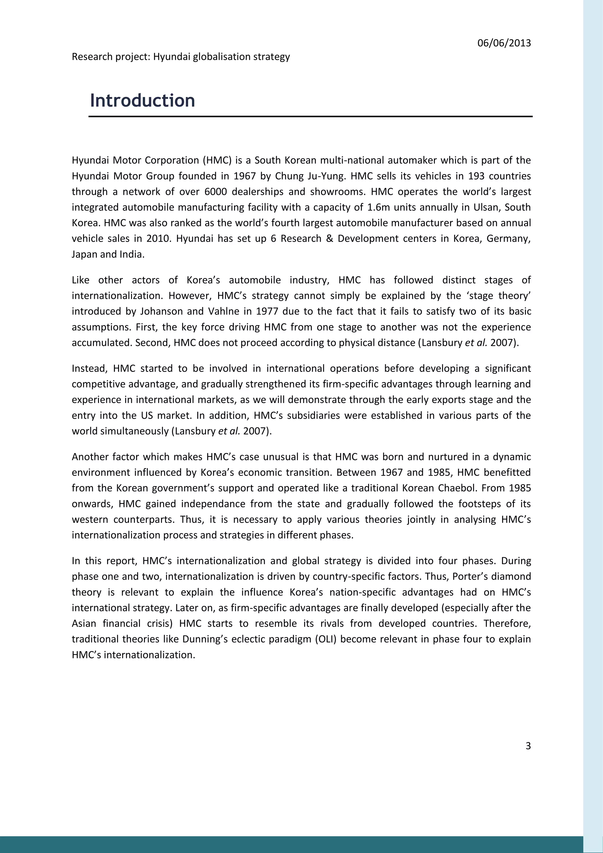 Hyundai Motors Corp. globalisation strategy (Noémie Frontère) | PDF