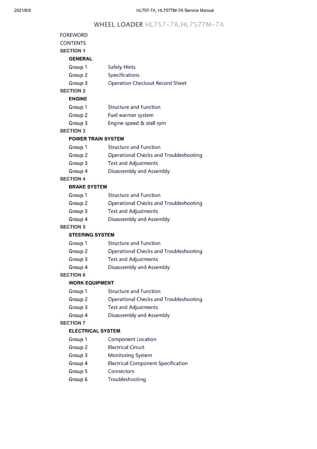 Hyundai hl757 tm 7a wheel loader service repair manual | PDF