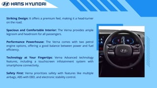 Hyundai Verna: Price, Features, Specifications | Hans Hyundai | PPTX