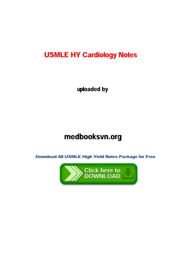 USMLE High Yield Cardiology Notes 2020 | PDF | Heart and Cardiovascular ...