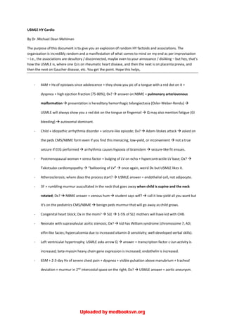 USMLE High Yield Cardiology Notes 2020 | PDF