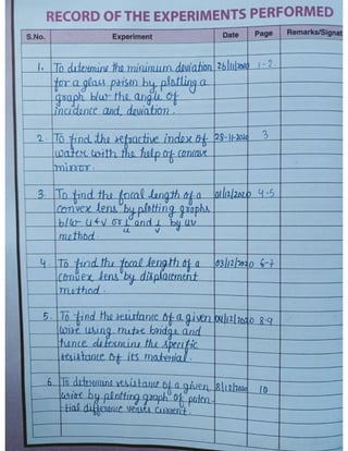 Cbse Class 12 Physics practical file/record 2021-22 | PDF