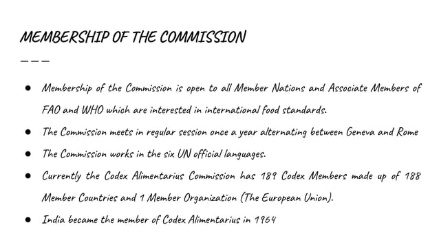 CODEX ALIMENTARIUS COMMISSION (CAC) .pptx | Food Industry | Industries