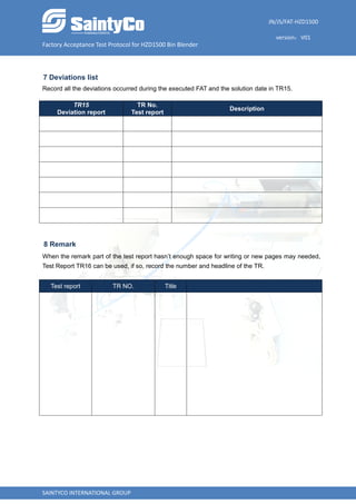 SaintyCo HZD 1500 IBC Bin Blenders FAT Documents | PDF