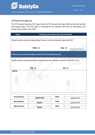 SaintyCo HZD 1500 IBC Bin Blenders FAT Documents | PDF