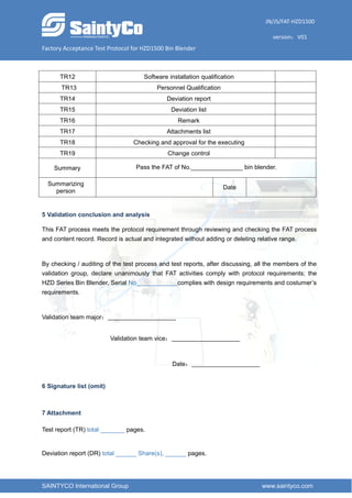 SaintyCo HZD 1500 IBC Bin Blenders FAT Documents | PDF